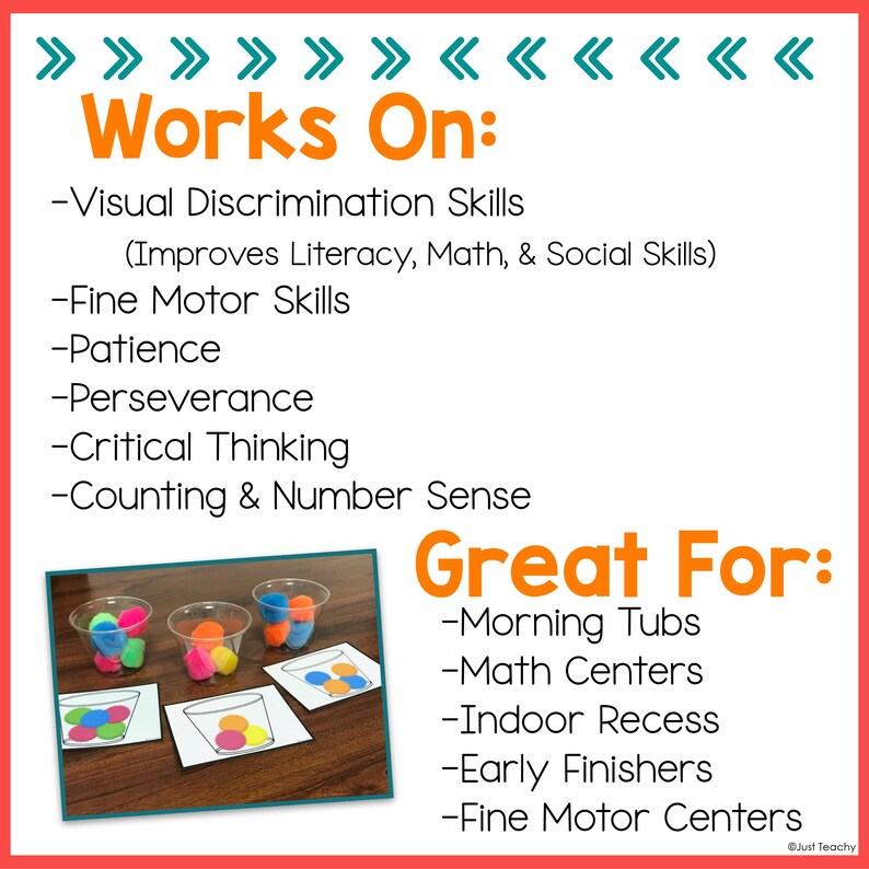 Visual Discrimination Poms & Cups Fine Motor Activity - Etsy