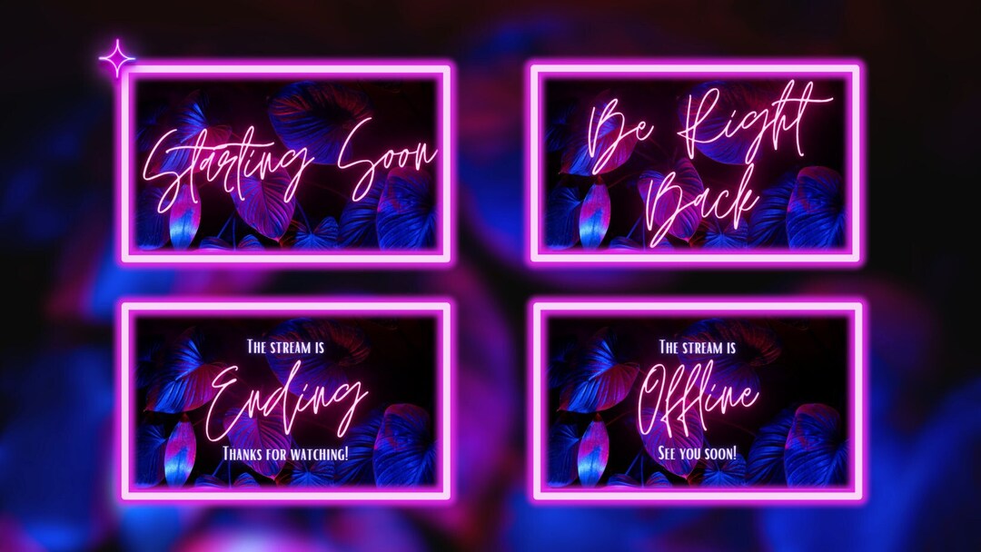4 Animated Twitch Scenes | Neon, Pink, Blue, Bright | Twitch, Youtube ...