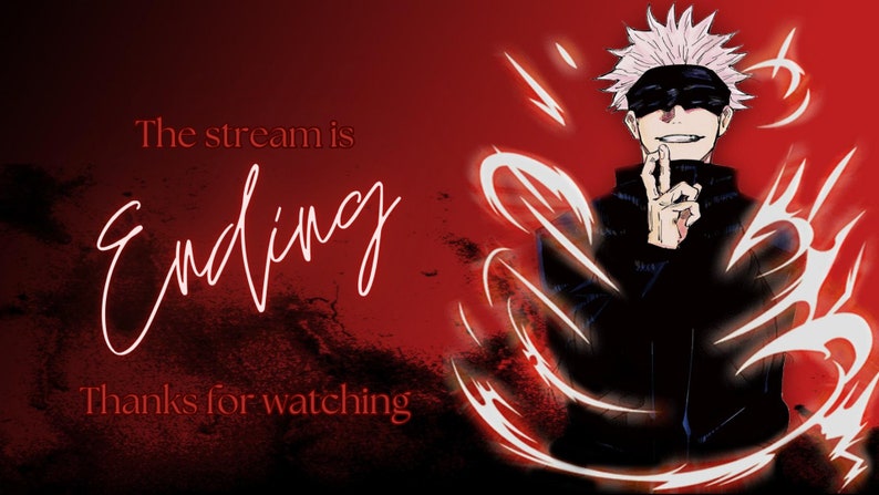 4 Animated Twitch Scenes Gojo, JJK, Red Twitch, Youtube, Kick Starting Soon, BRB, Ending, and ...