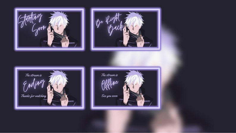 4 Animated Gojo Satoru Twitch Scenes Anime, Minimalistic, Purple, Neon ...