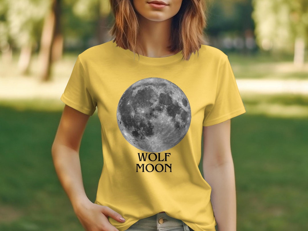 Full Moon Graphic Tee, Wolf Moon T-shirt, Celestial Lunar Phase Top ...