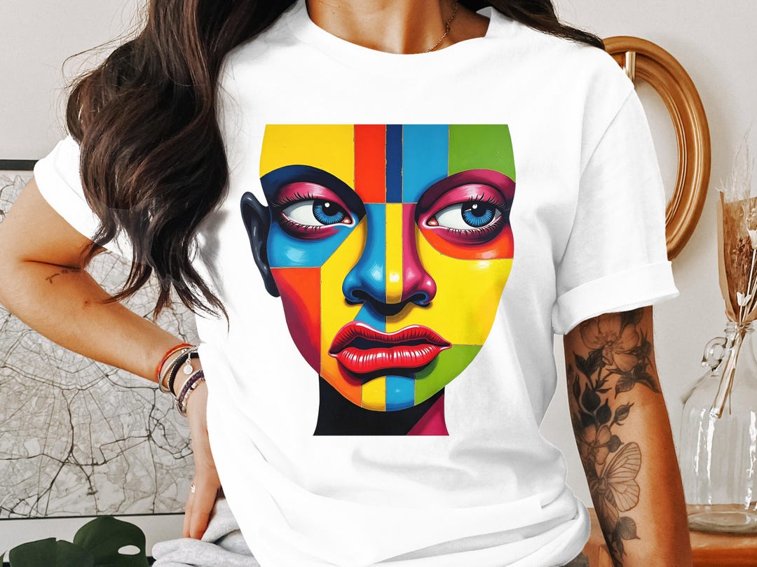 Abstract Face Art T-shirt, Sweatshirt, and Tank Top: Colorful Graphic ...