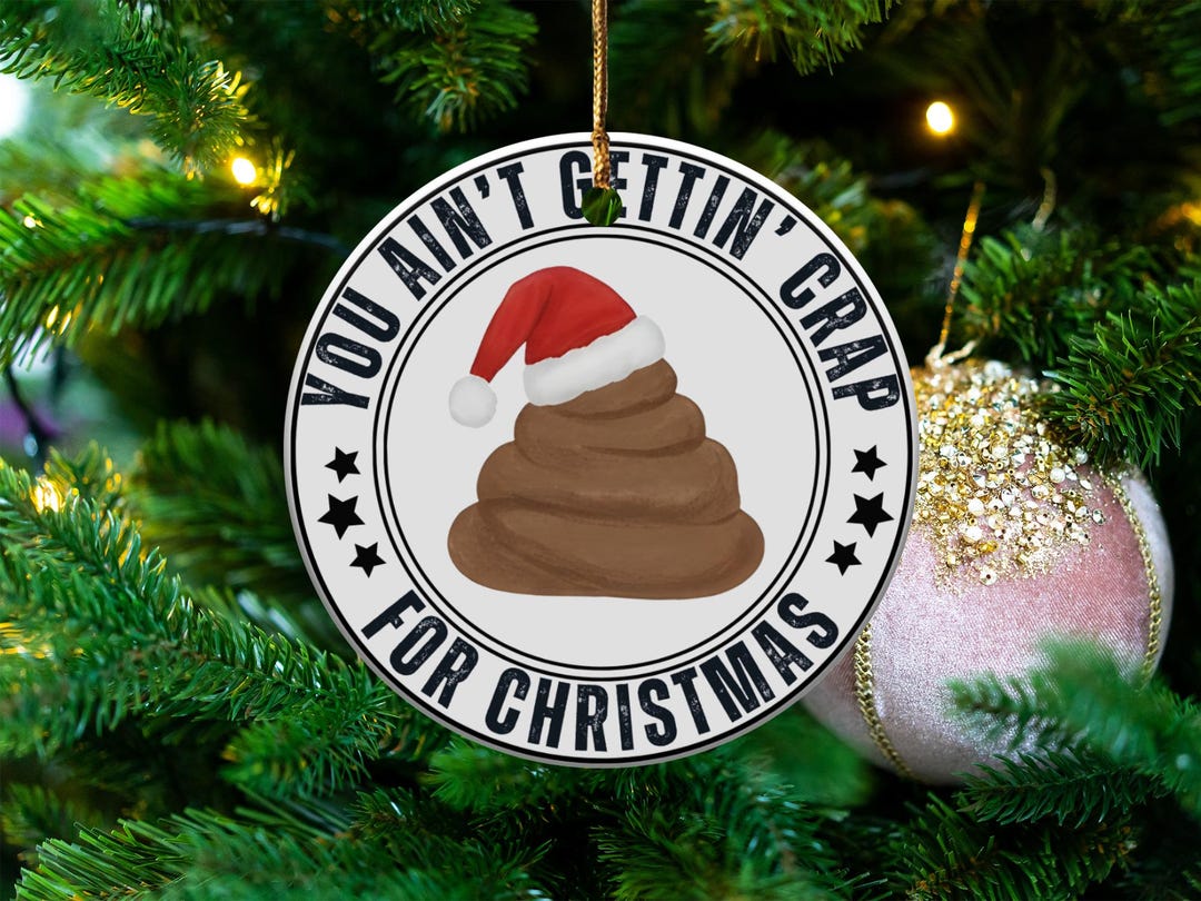 Funny Christmas Ornament, You Ain't Gettin Crap, Gag Gift Ornament ...
