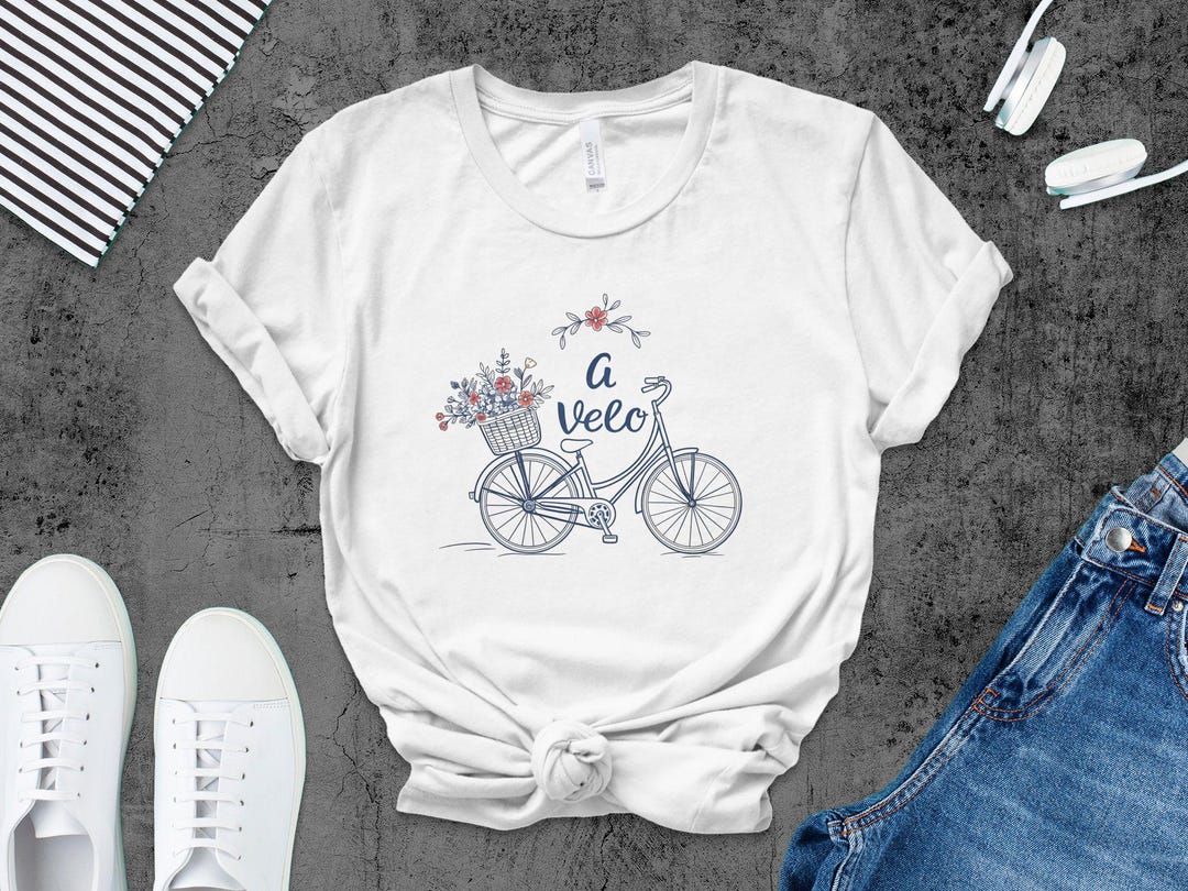 A Velo T-shirts, Bicycle With Flowers Tee, Floral Bicycle Design ...