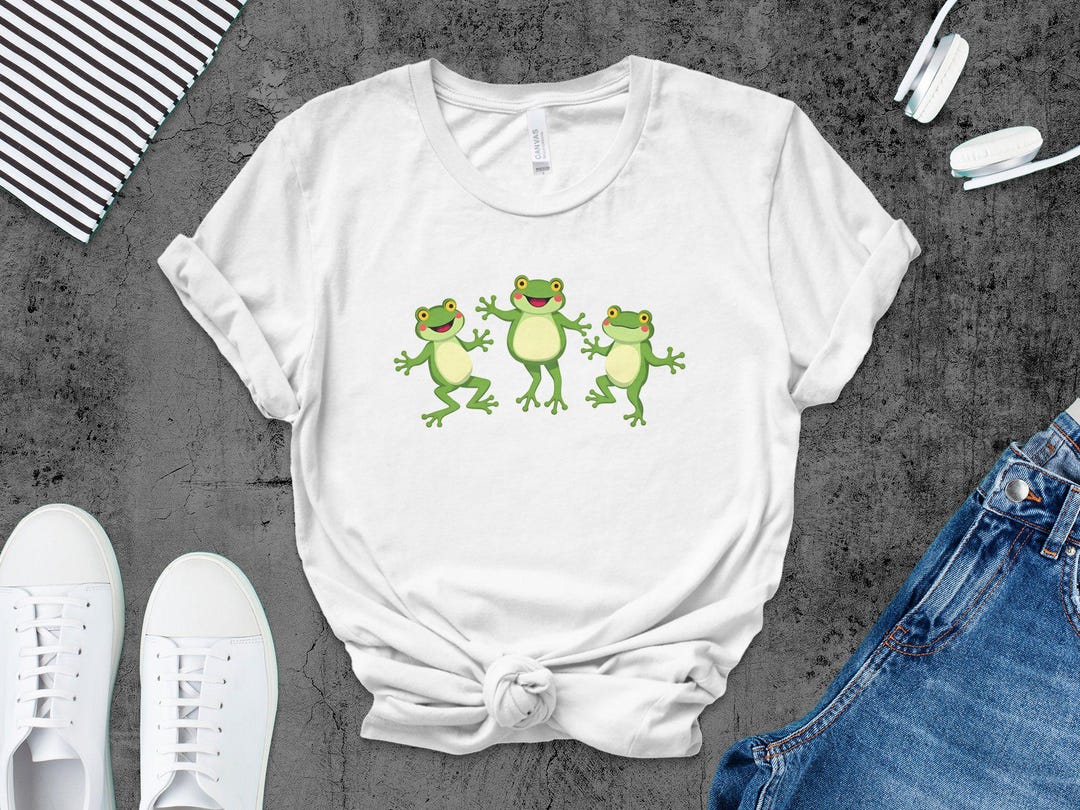 Cute Frogs T-shirts, Cartoon Amphibian Graphic Tees, Happy Jumping ...