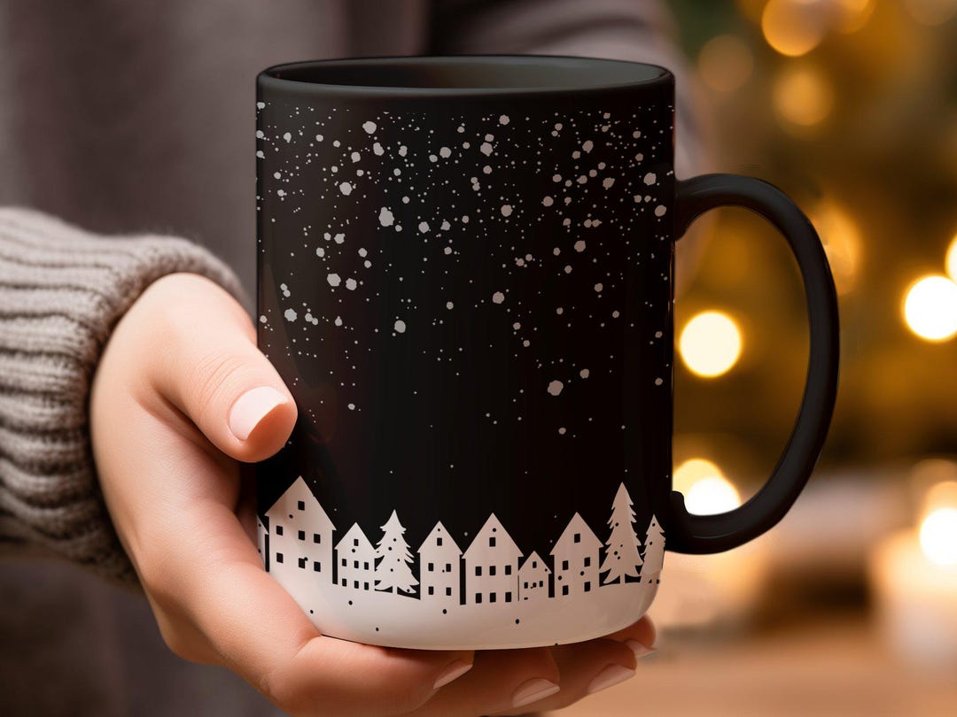 Snowy Village Mug, Winter Wonderland Mug, Holiday Coffee Cup, Christmas ...