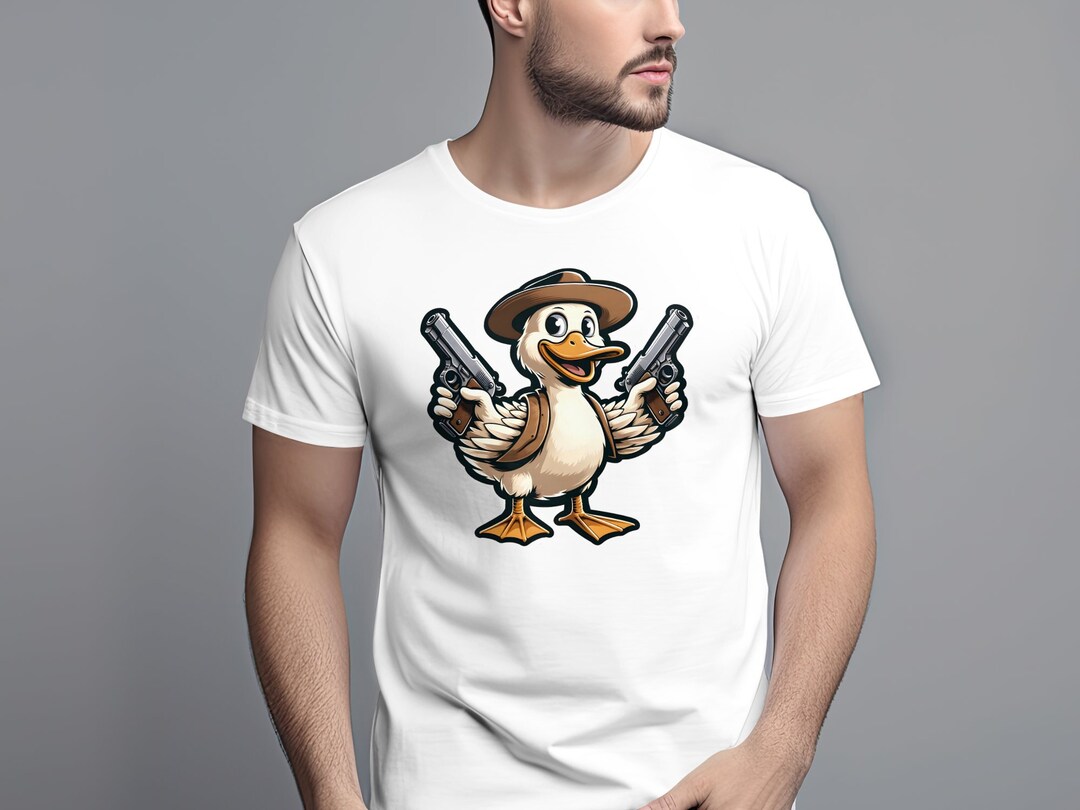 Duck Cartoon With Guns, Funny Duck Detective T-shirt, Unique Animal ...