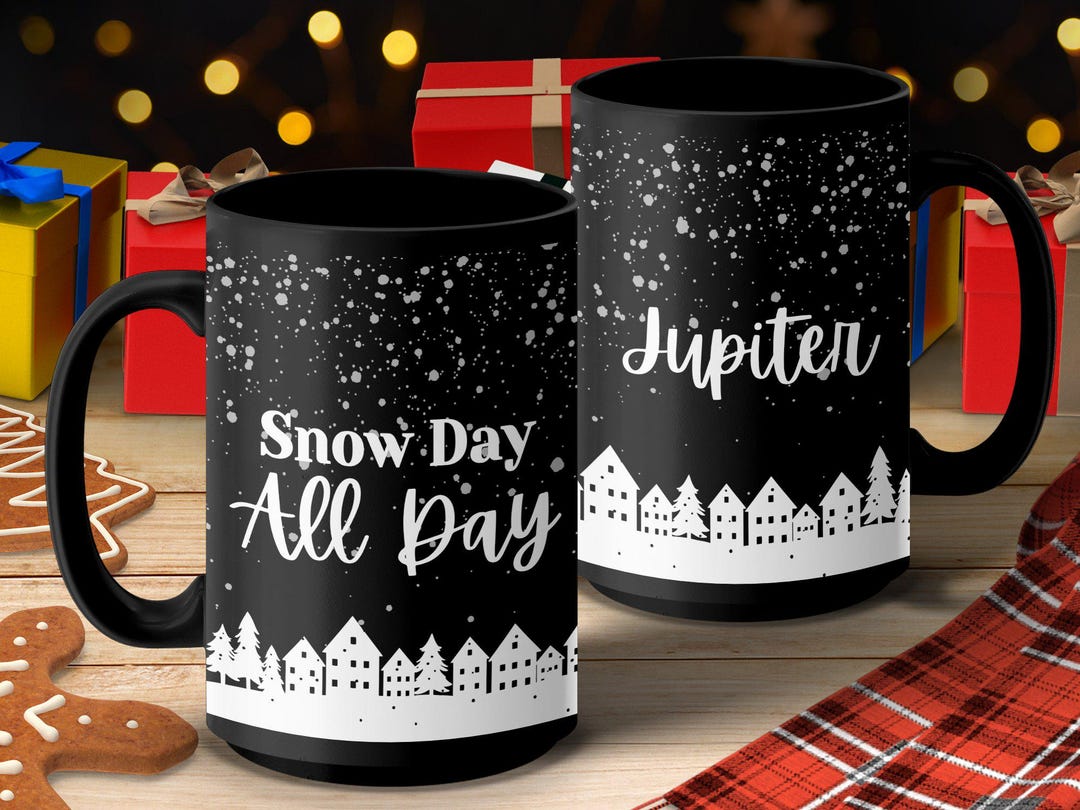 Snow Day Jupiter Mug: Winter Village Coffee Cup - 15oz - Etsy