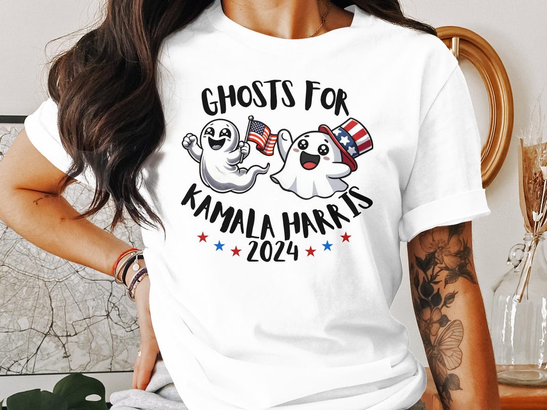 Ghosts for Kamala Harris 2024 T-shirt, Patriotic Halloween Tee, Funny ...