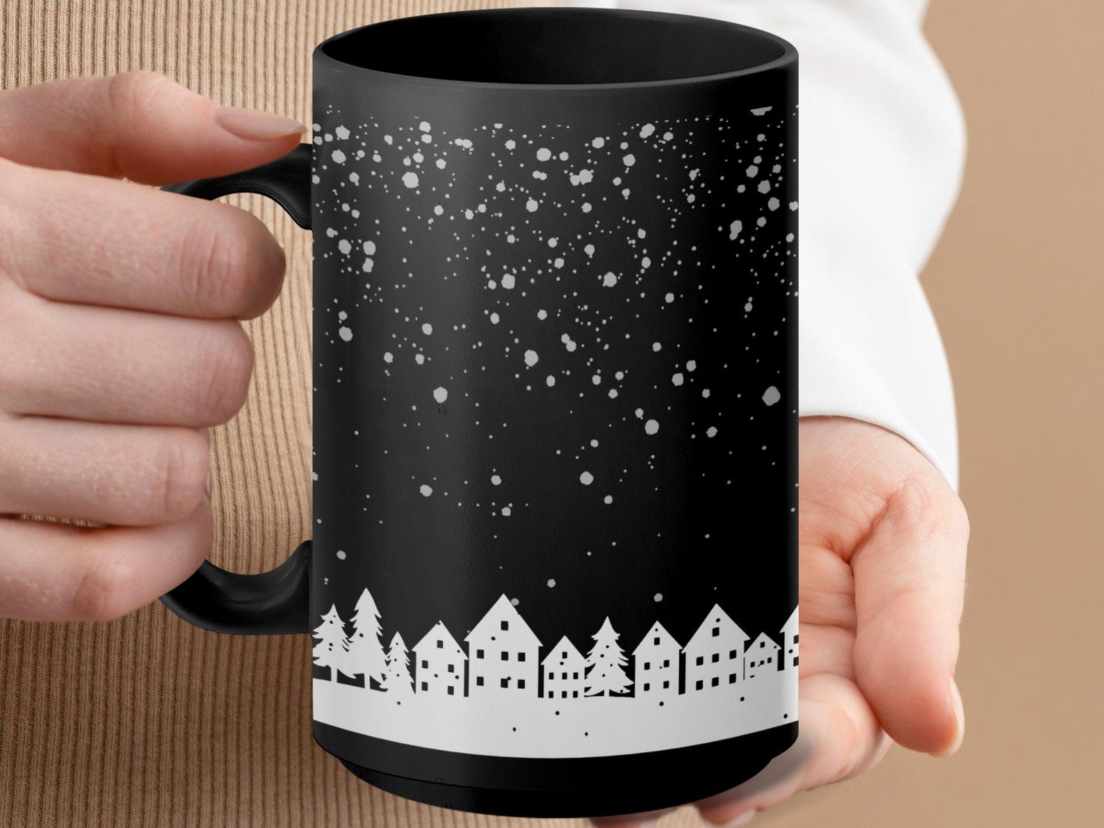 Snowy Village Mug, Winter Wonderland Mug, Holiday Coffee Cup, Christmas ...