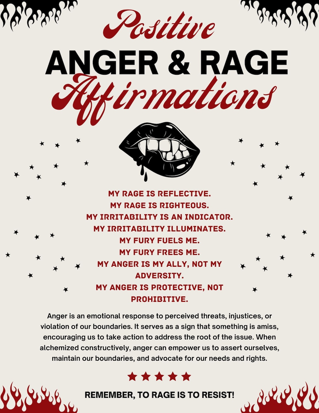 Anger Affirmations Poster Flyer for Self-love and Self-acceptance - Etsy