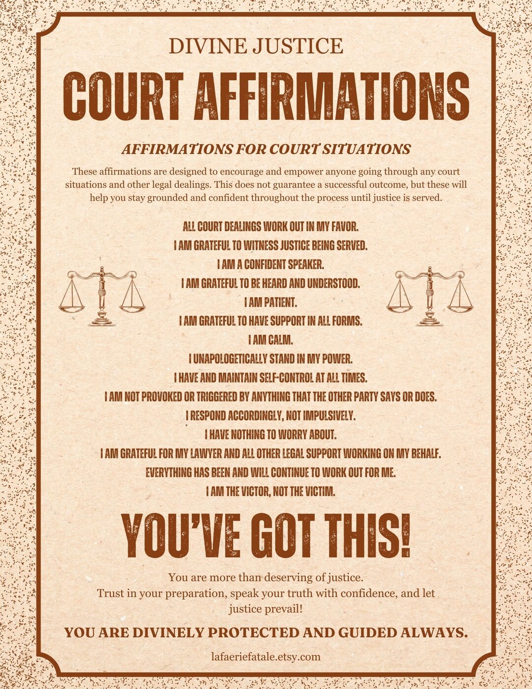 Court Affirmations Printable Flyer: Positive Affirmations for Court ...