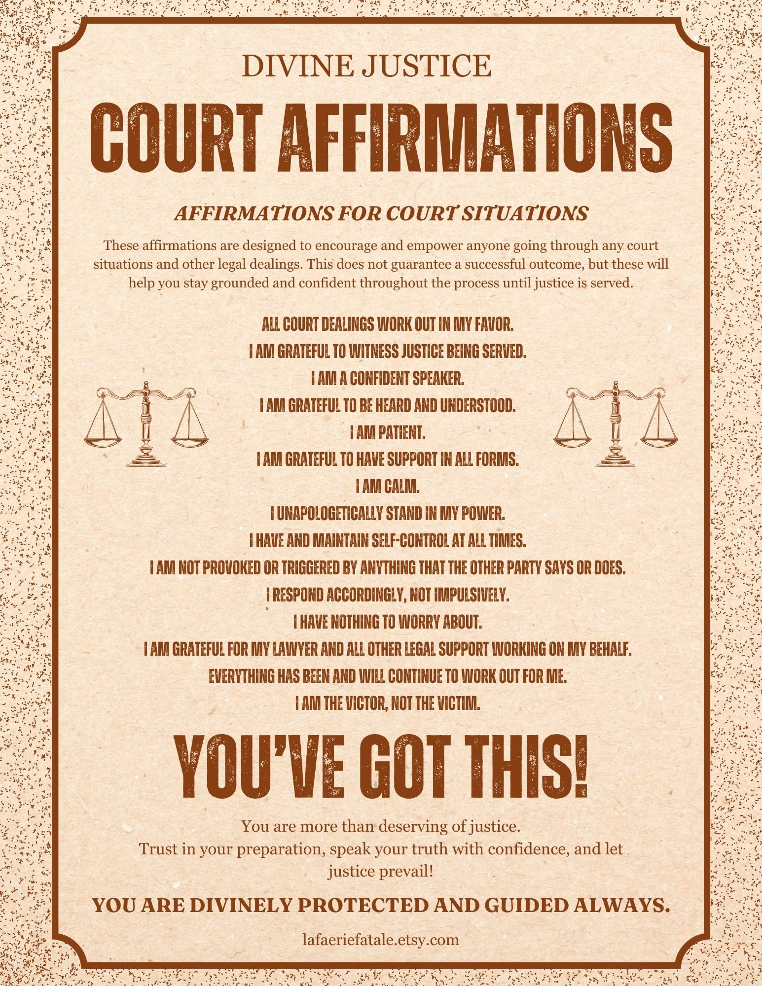 Court Affirmations Printable Flyer: Positive Affirmations for Court ...