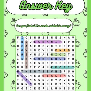 Money Moves Money-themed Word Search With Answer Key - Etsy
