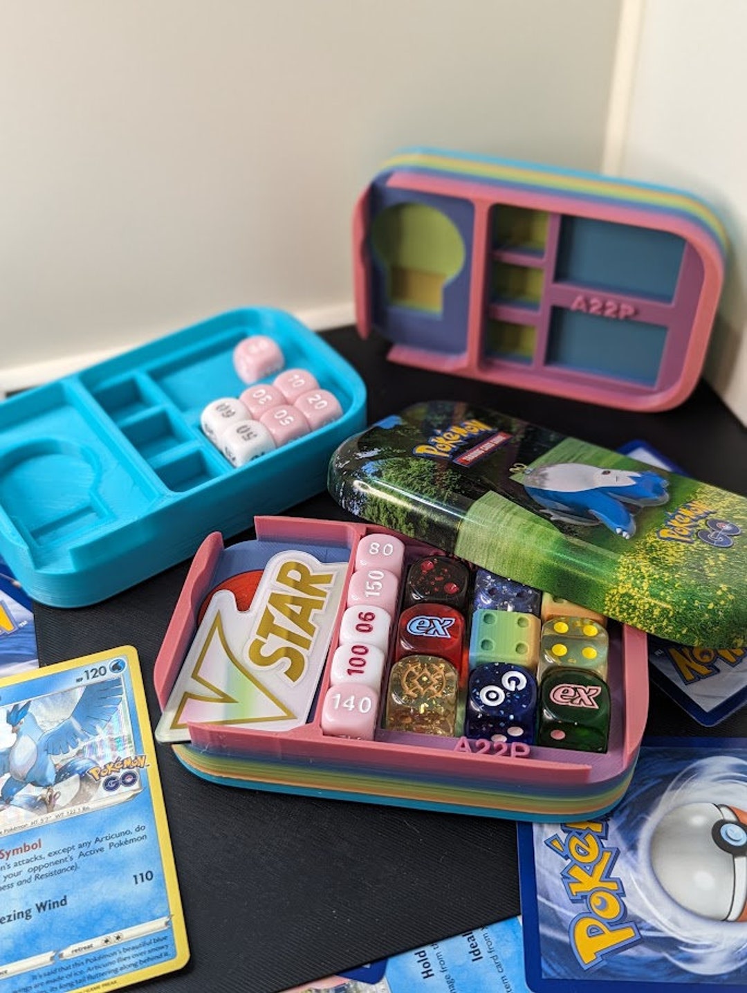 3D Printed P0k3mon Trading Card Game Tin Insert Customizable Dice and ...