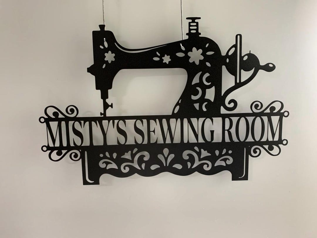 Custom Sewing Machine Metal Sign, Stylized Sewing Room Wall Hangings ...