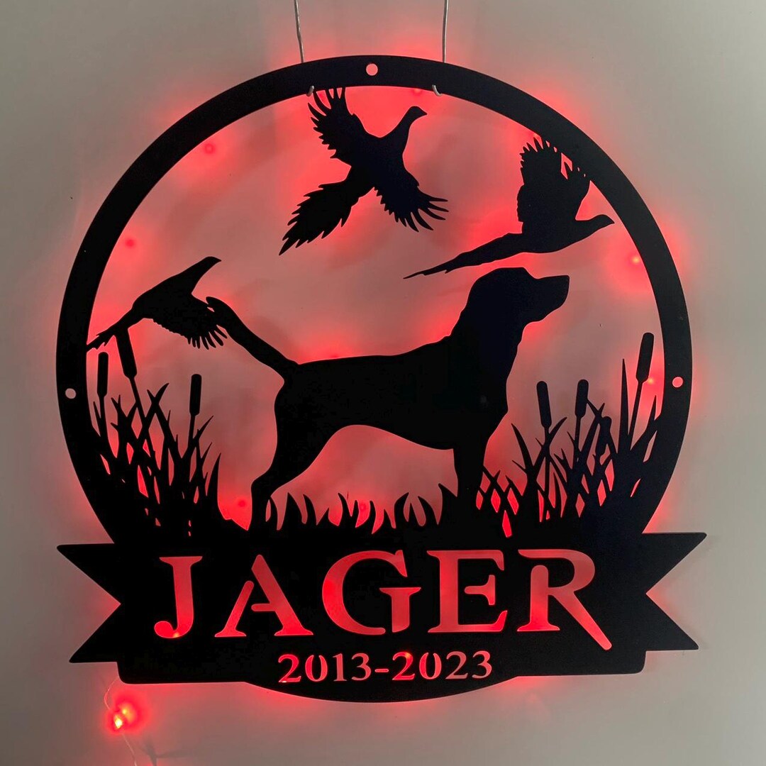 Personalized Labrador Dog Hunting Metal Sign With LED Lights, Hunting ...