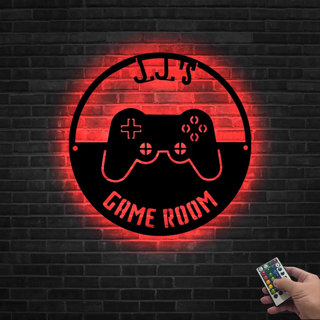 Personalized Metal Gaming Sign With Led Light, Game Room Decor, Gamer ...