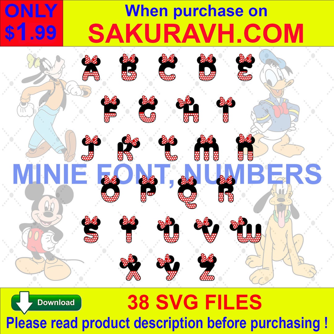 38 Mouse Font Svg Bundle, Letters and Numbers Svg, Mouse Ears Font Svg ...