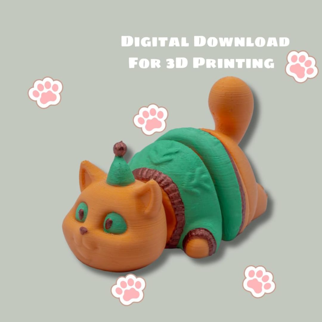 Cute Kitty Digital.stl File for 3d Printing,mini Pet,fidget,cat Flexi ...