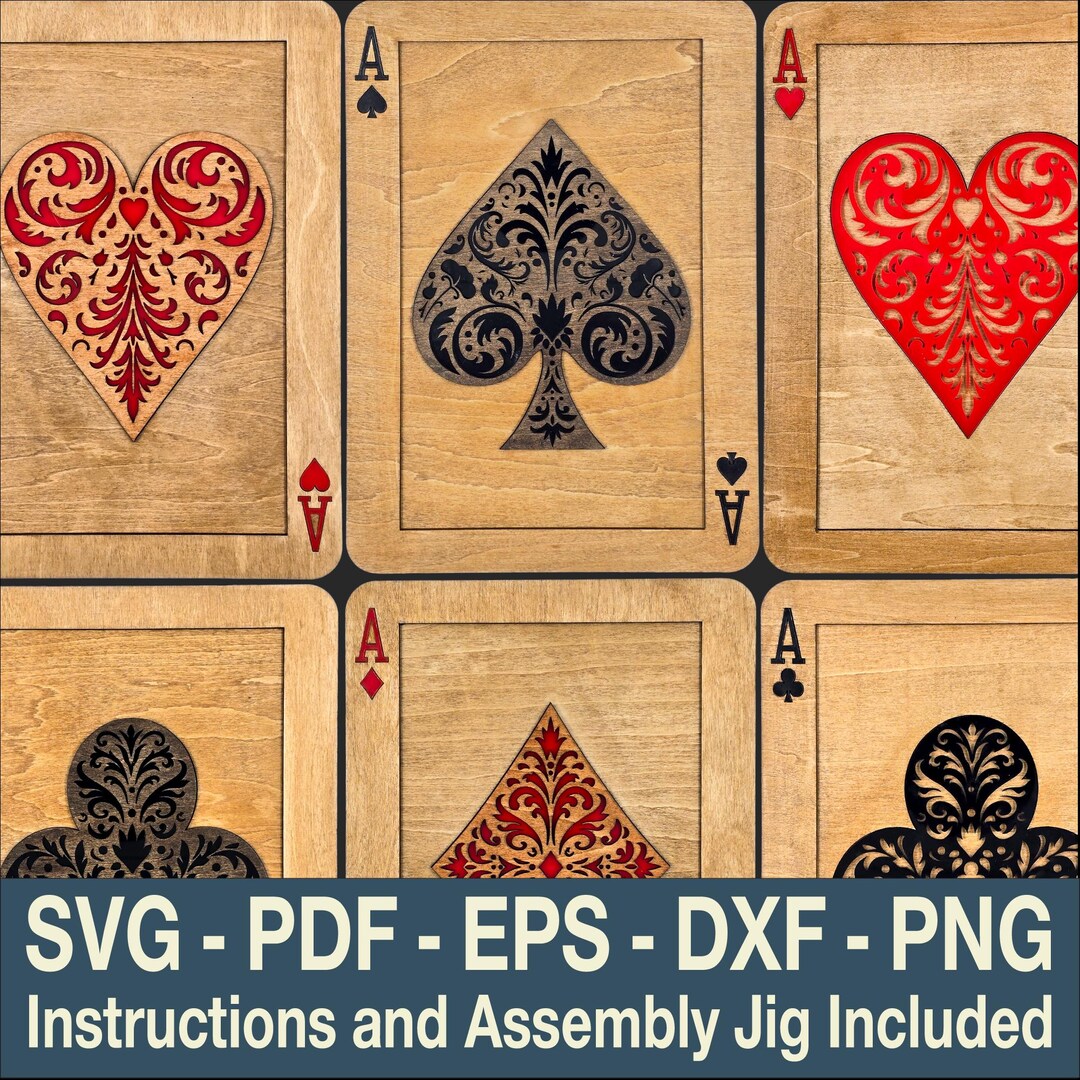 Laser Cut Ace Card File | Baroque SVG Wall Art | Oversized Playing Card ...