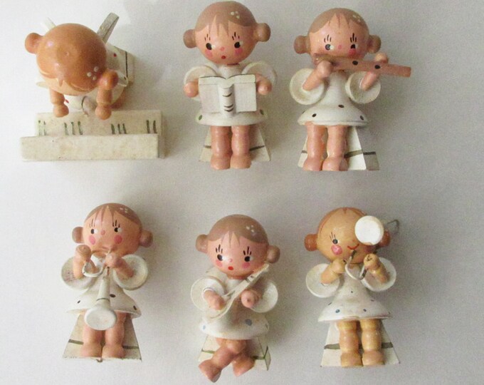 6 Sevi Italy Vintage Wooden Wood Angels Hand Made Christmas Musical Angel Decorations - Etsy