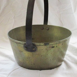 Large Antique Camp Fire Brass Cast Iron Cooking Vessel Pot Circa 1865 ...
