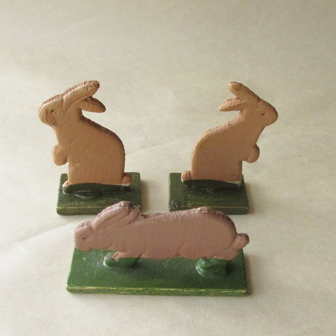 3 Vintage Erzgebirge East Germany Wood Rabbits Bunny Bunnies Wooden ...