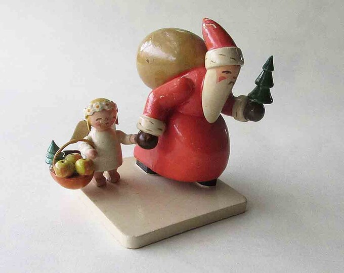 Vintage Erzgebirge East Germany Wendt and Kühn Wooden Santa and Angel ...