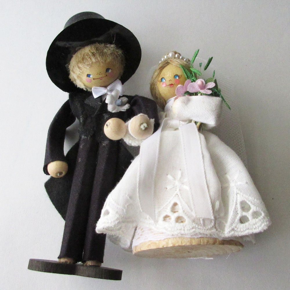 Vintage Resi Prosel West Germany Wooden Bride And Groom Dolls | Etsy