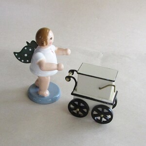 Vintage Erzgebirge East Germany Wood Music Cart Angel Wooden Decoration ...