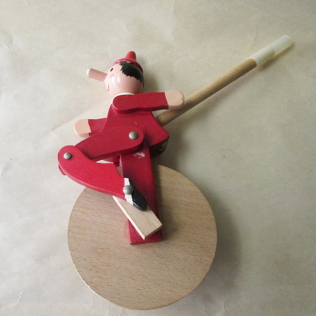 Sevi Italy Vintage Pinocchio Wooden Wood Push Pull Toy Italian ...