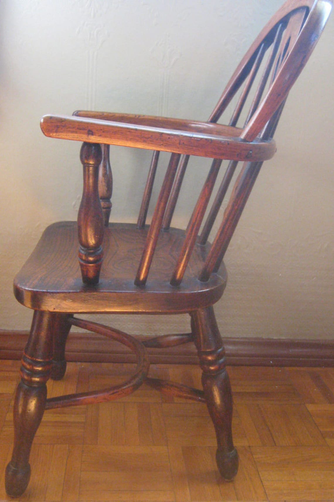 Mid 1800s Child's Yew Wood Splat Back Windsor Chair English England ...