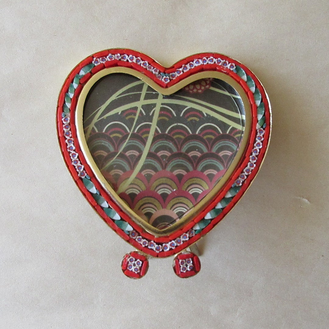Vintage Italy 2-3/4 Heart Frame Micro Mosaic Circa 1970s Flowers Old ...
