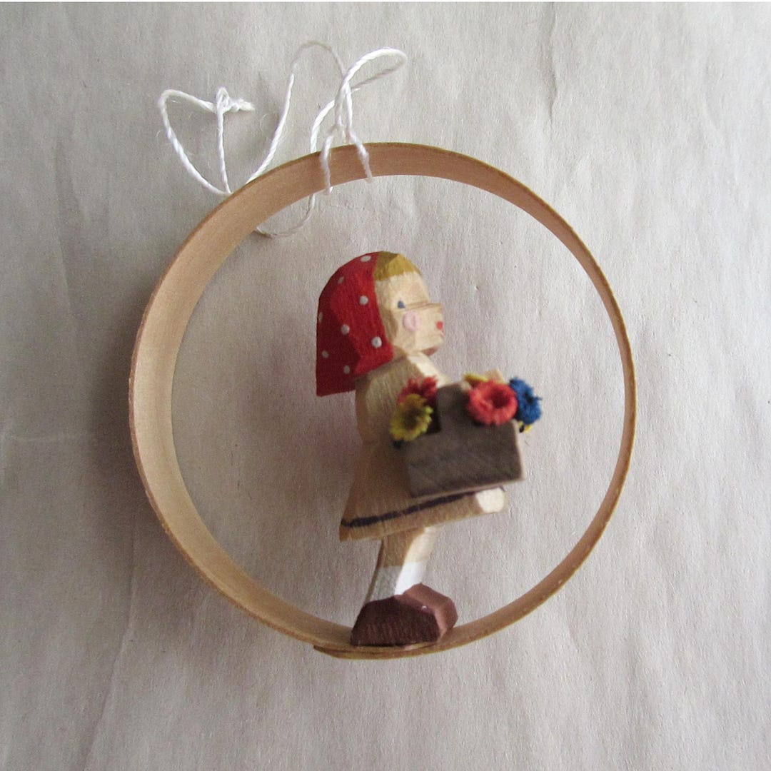 Vintage East Germany Emil Helbig Ornament Girl Hand Carved Wooden ...