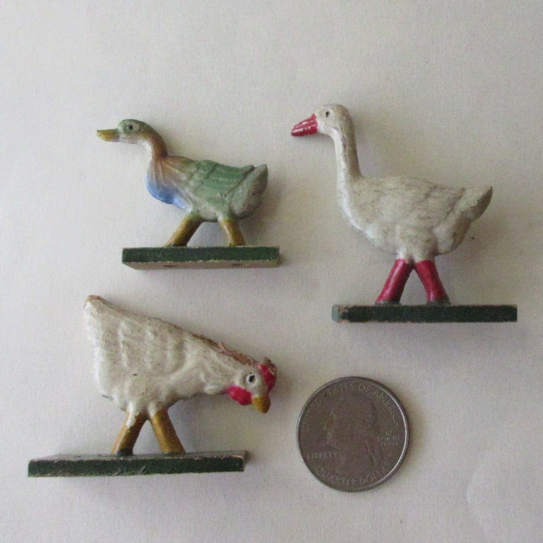 3 Vintage Erzgebirge East Germany Wood Rooster Chick Hen Chickens ...