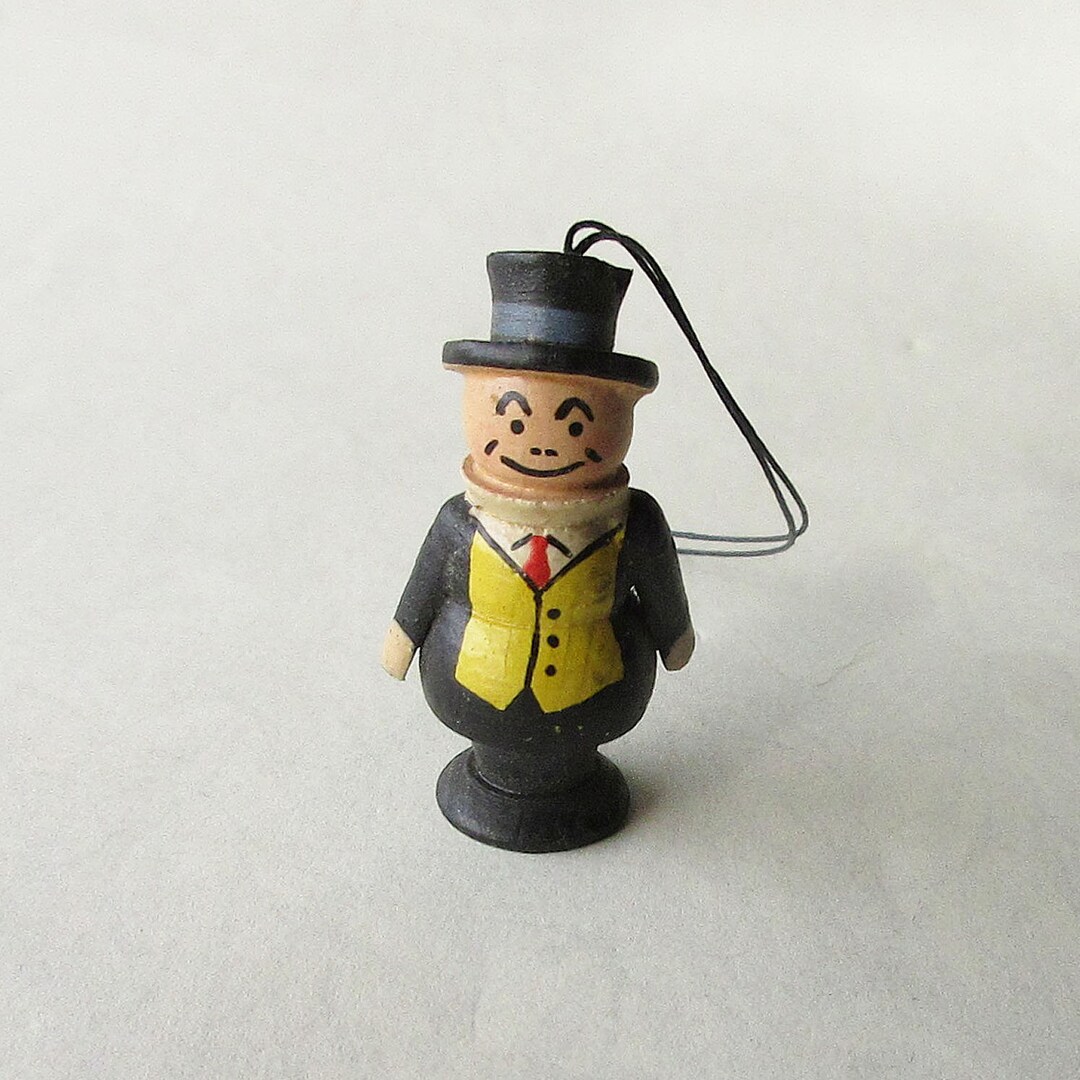Vintage Italy Wooden Man Figure 1-5/8" Christmas Folk Art Handmade Wood ...