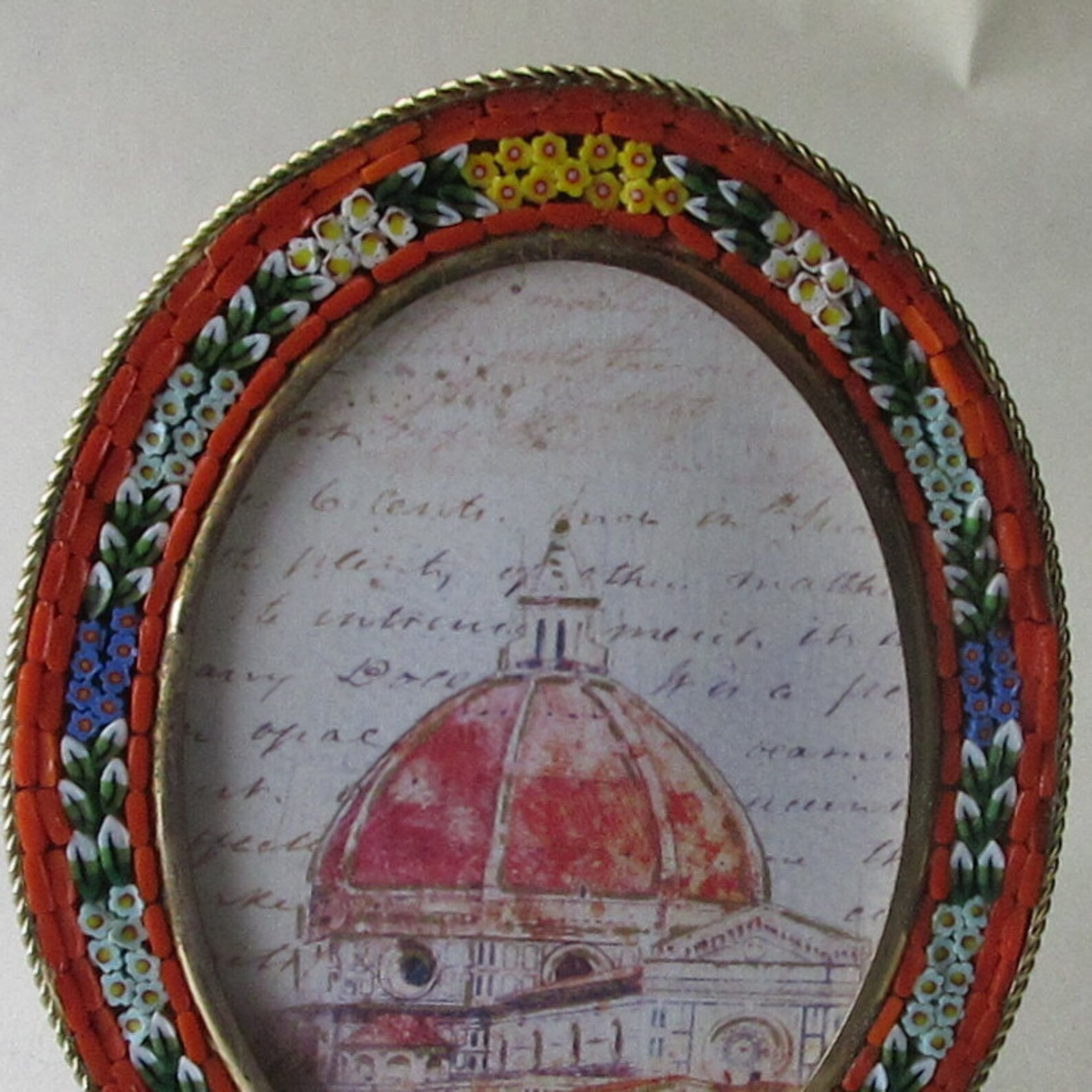 Vintage Italy 4-1/16" X 3-3/16" Micro Mosaic Frame Circa 1970 Flowers ...