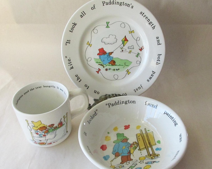 Paddington Bear 3 Piece Set Vintage Coalport England Childrens Dining ...