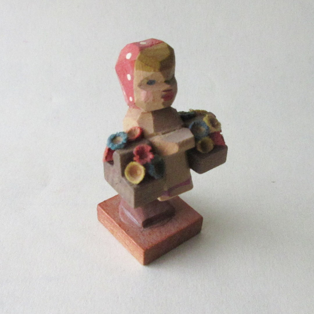 Vintage East Germany Emil Helbig Girl With Double Flower Baskets Red ...