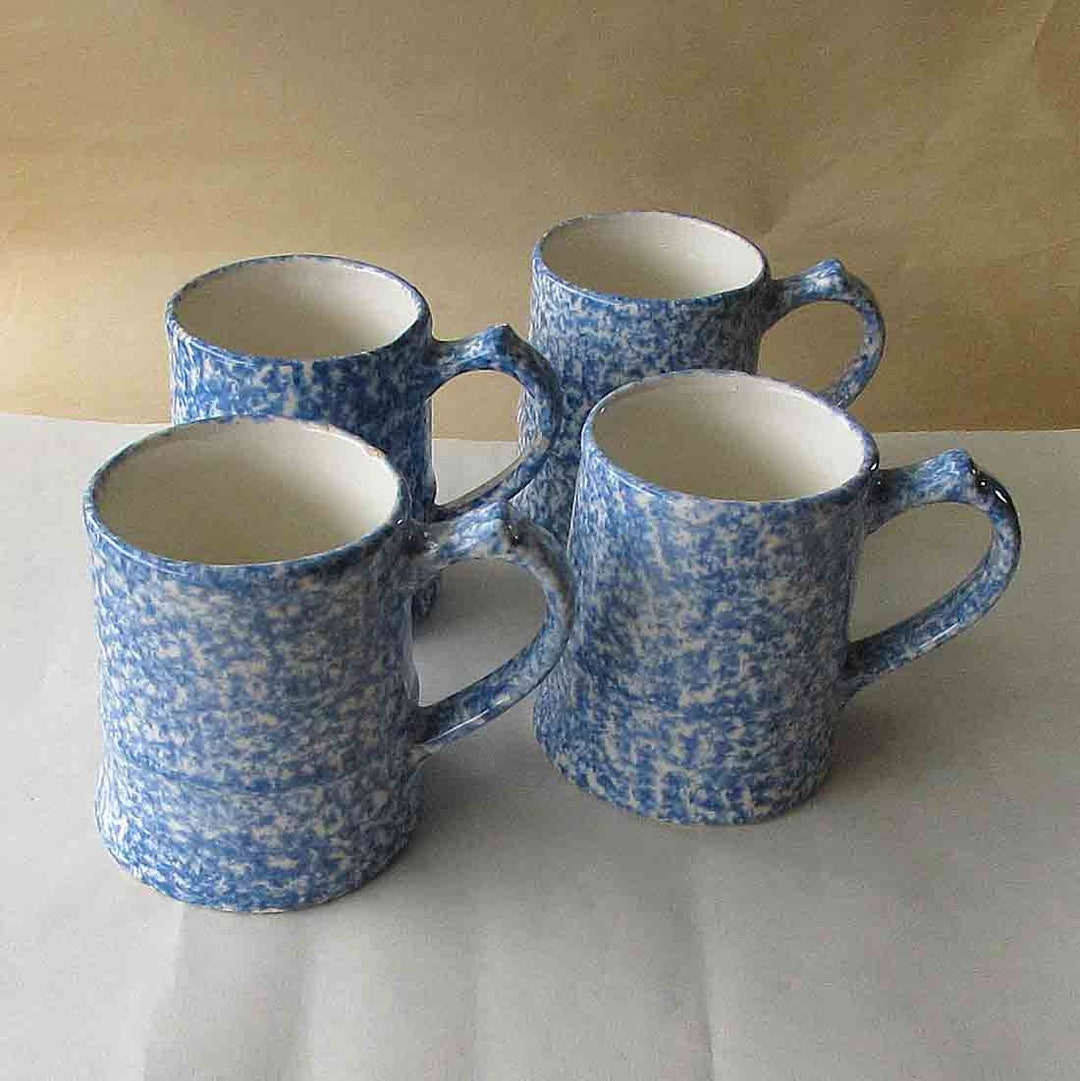 4 Vintage Mugs Spatterware Sponge Ware Drinking Cups Americana - Etsy