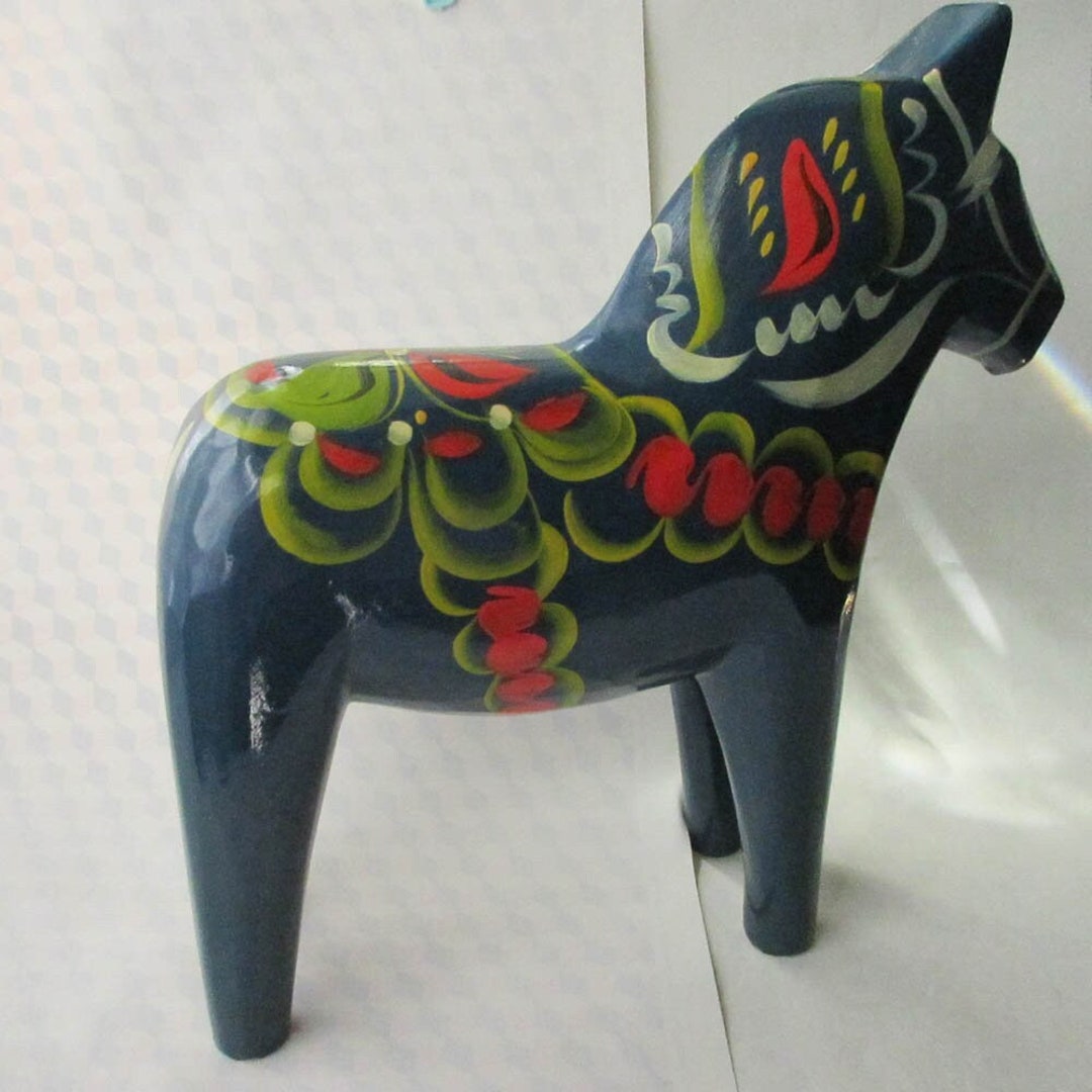 Vintage Large 9-3/4" Sweden Dala Horse Dalahast Dalecarlian Hand Carved ...