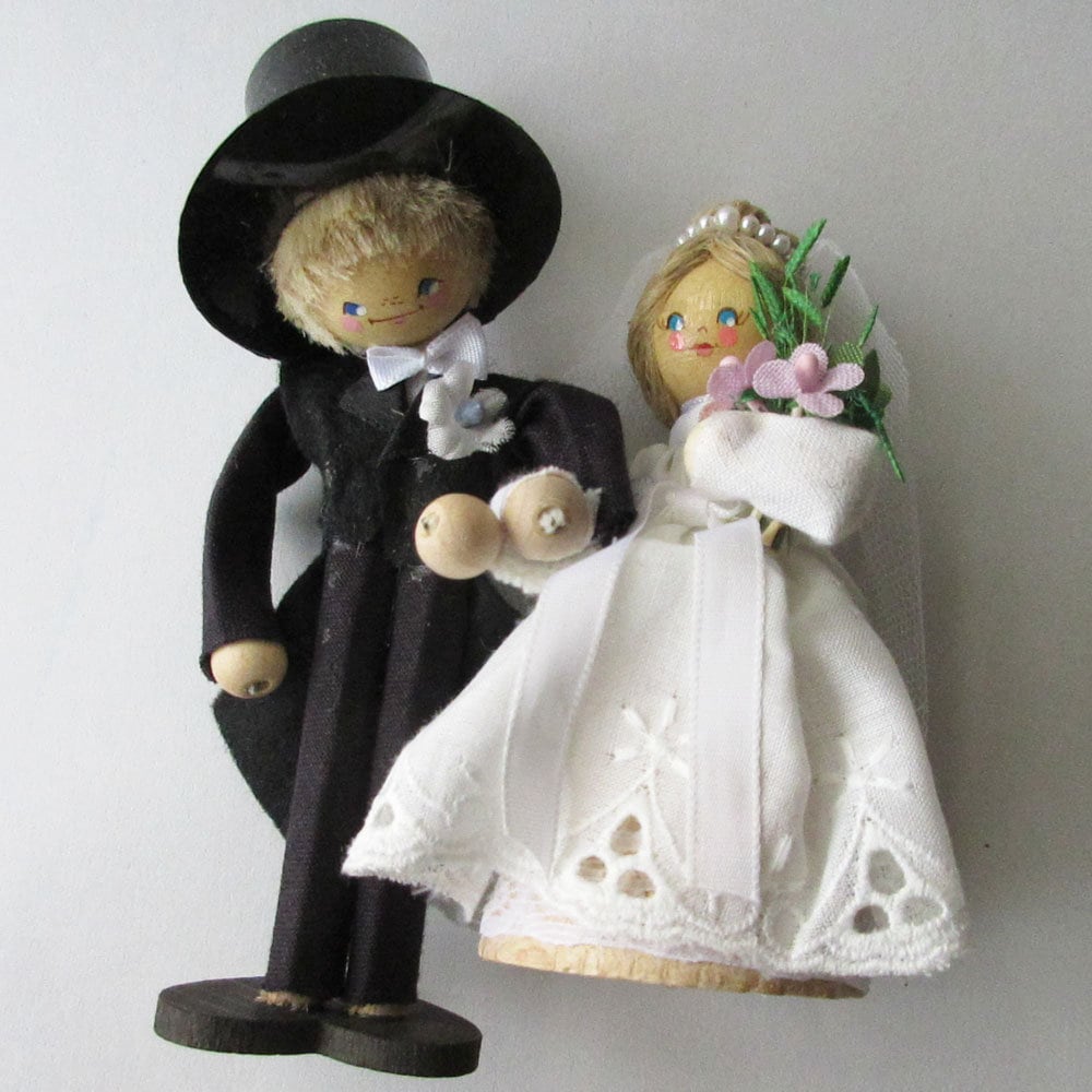 Vintage Resi Prosel West Germany Wooden Bride And Groom Dolls | Etsy