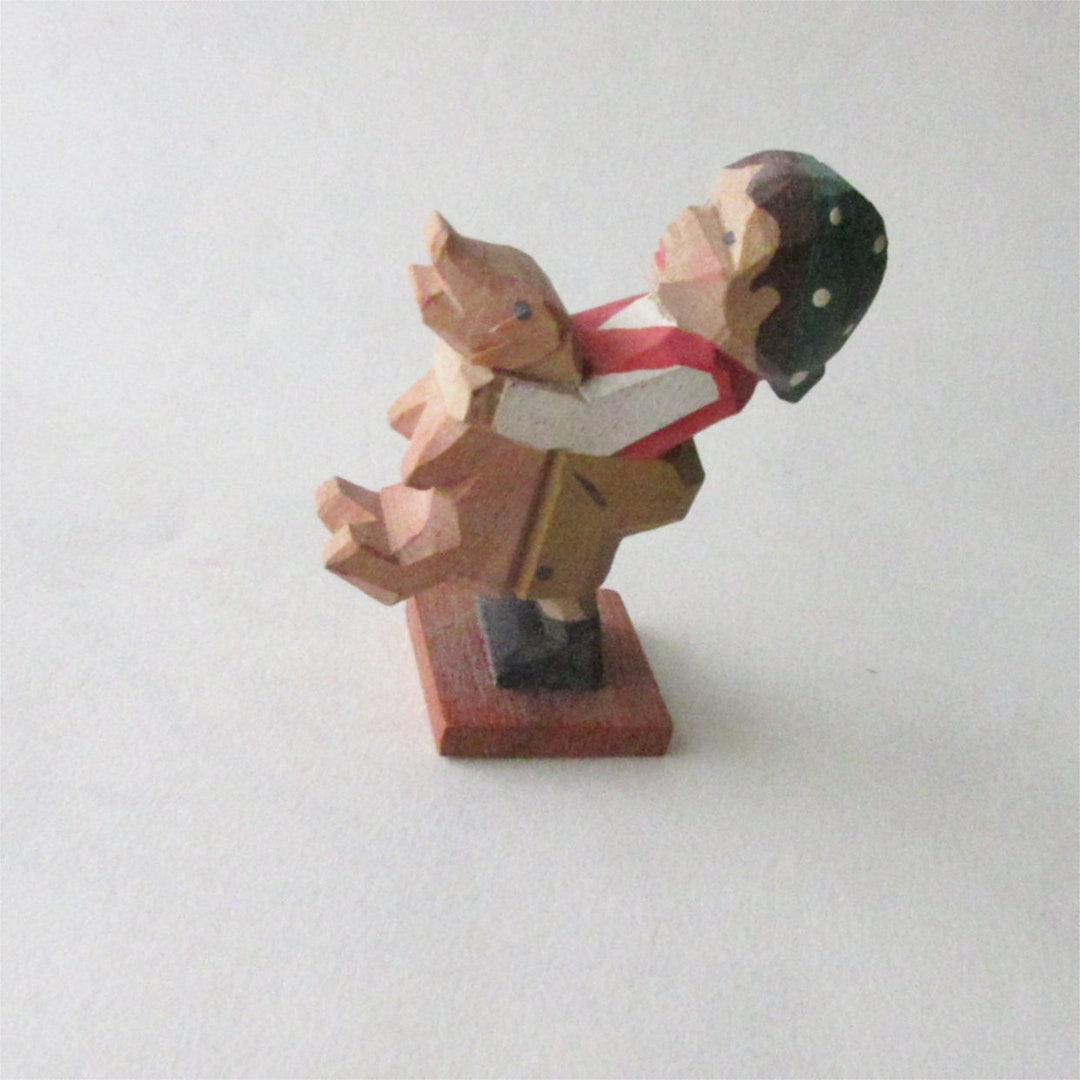 Vintage East Germany Emil Helbig Boy With Pig Hand Carved Wooden ...