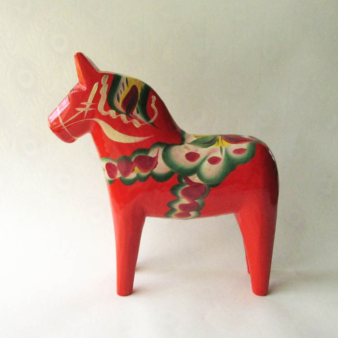 Vintage Sweden Dala Horse Dalahast Dalecarlian Hand Carved Wood Wooden ...