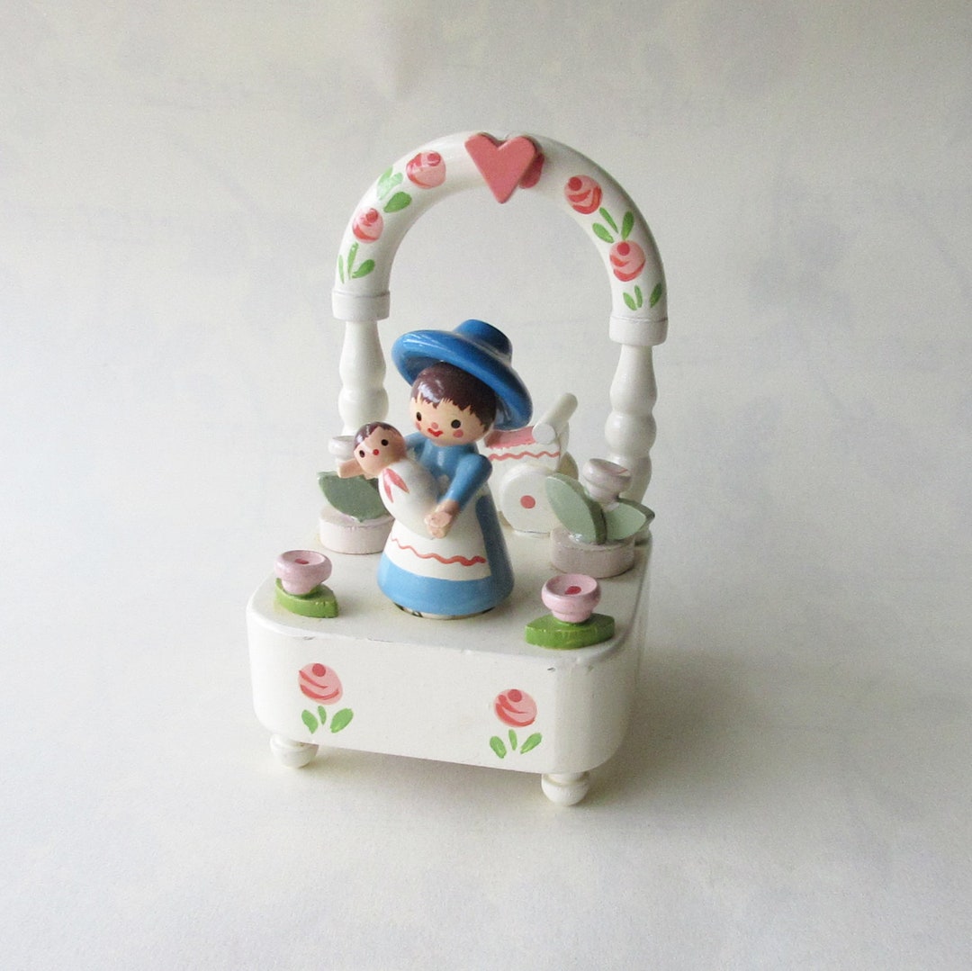 Sevi Italy Vintage Wooden Wood Baby Music Box Mother and Child - Etsy