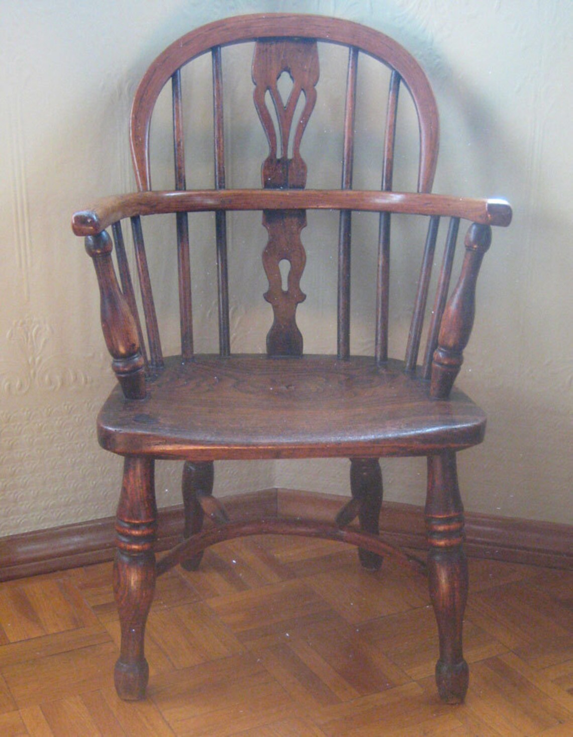 Mid 1800s Child's Yew Wood Splat Back Windsor Chair English England ...