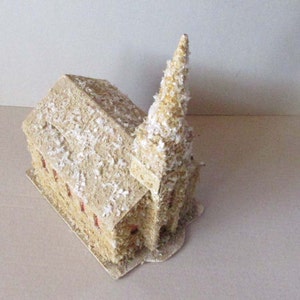 Vintage Christmas Old Putz Village Church Paper Pulp Mica - Etsy