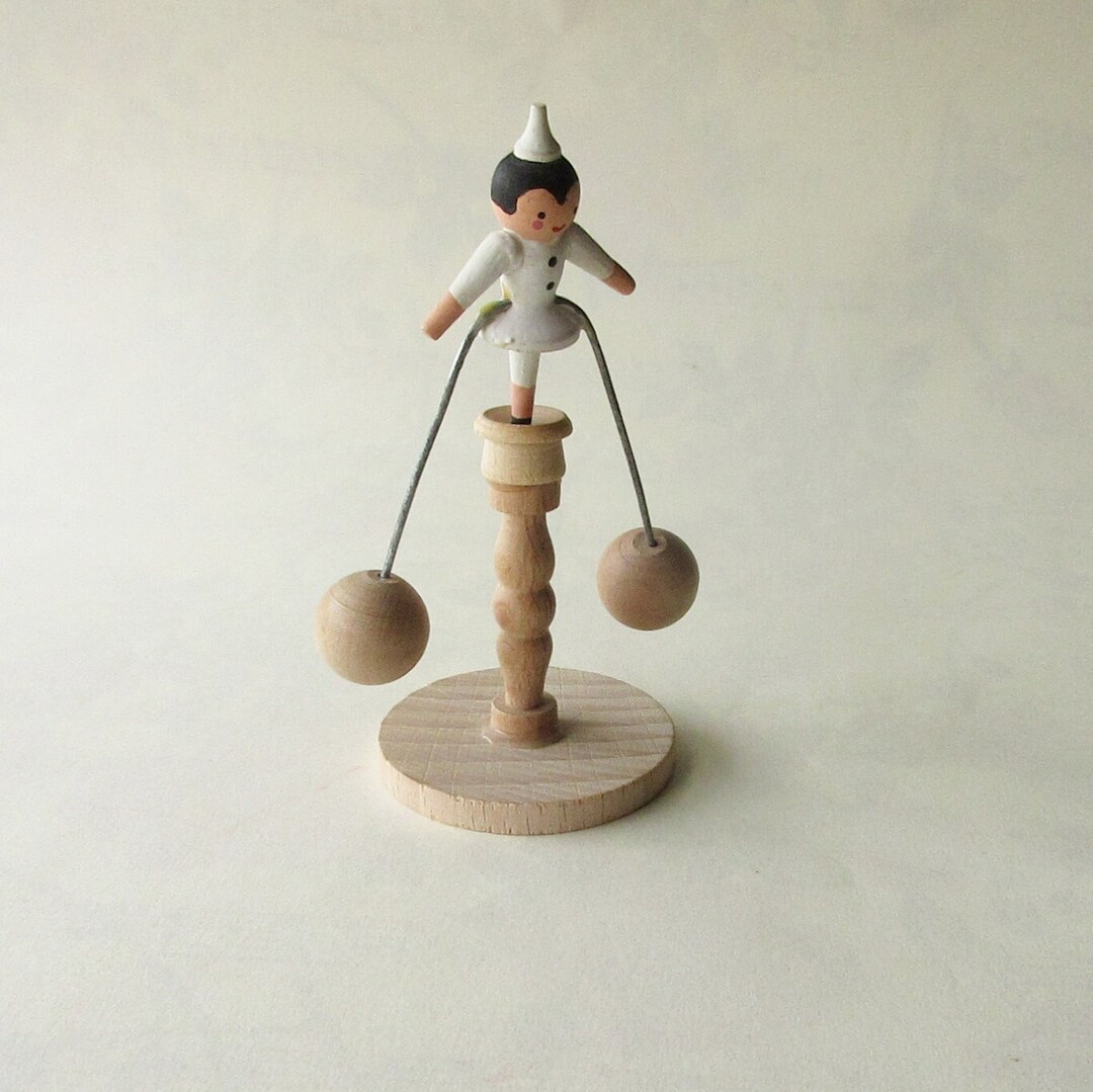 Uncommon Vintage Sevi Clown Balance Erzgebirge Style Wooden Wood Italian Hand Made Toy Folk Aret ...