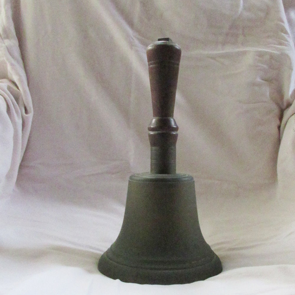 Vintage 19th Century Extra Large Brass And Wood School Bell | Etsy